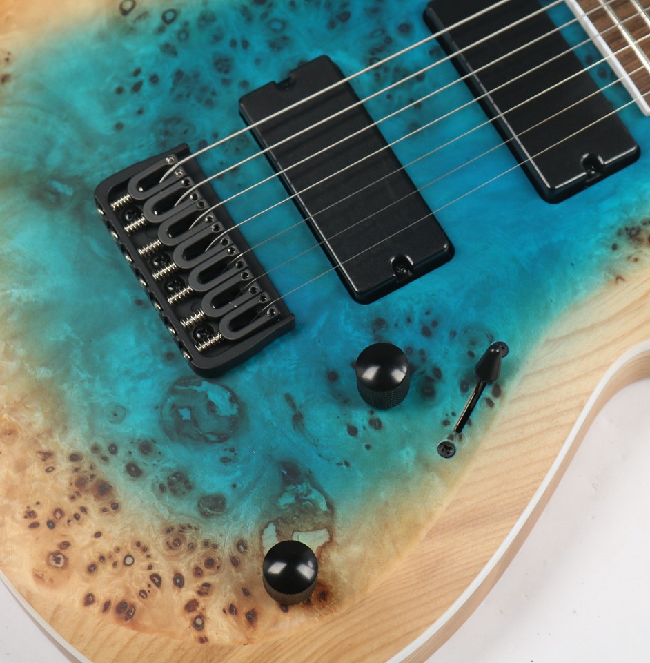 7 Strings Electric Guitar Stain Finish Burl Veneer ASH Body Strings ...