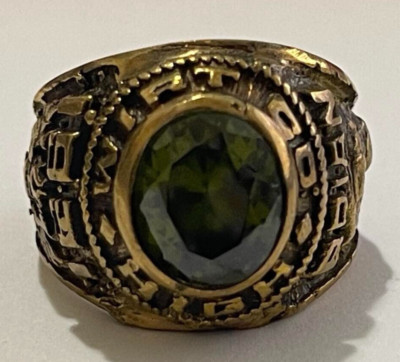 Vintage WIRT CO HIGH SCHOOL 1991 BRIAN Class Ring MOSS GREEN Stone ...