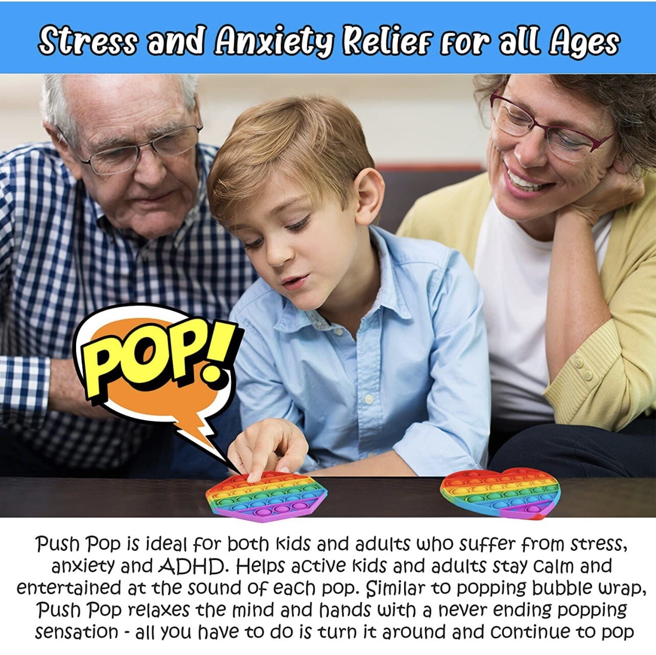 (4 Pack) Pop It Fidget Toys, Pop Its Fidgets Stocking Stuffers for Kids ...