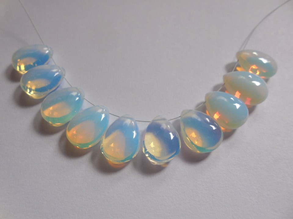 10 Pcs Chines Opallite Smooth Beads, Pear Jewelry Making Beads, Charm ...
