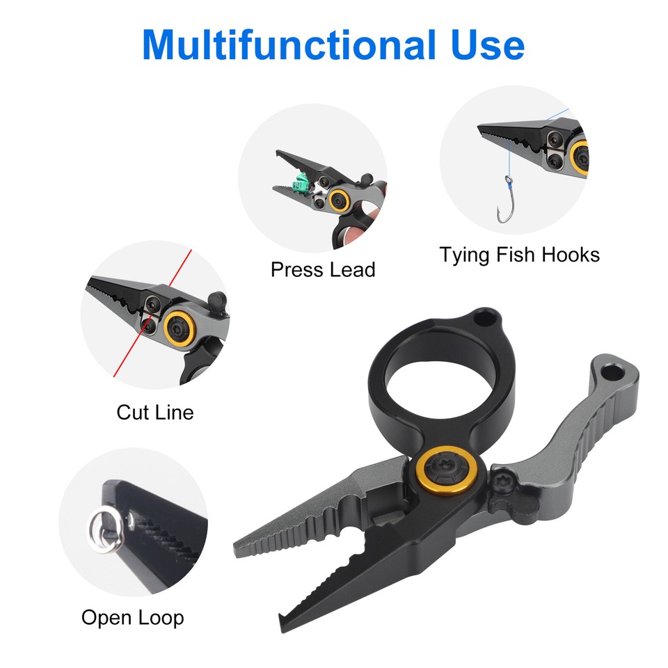 Mini Fishing Pliers Scissors Line Cutter Fishing Hook Remover Black ...