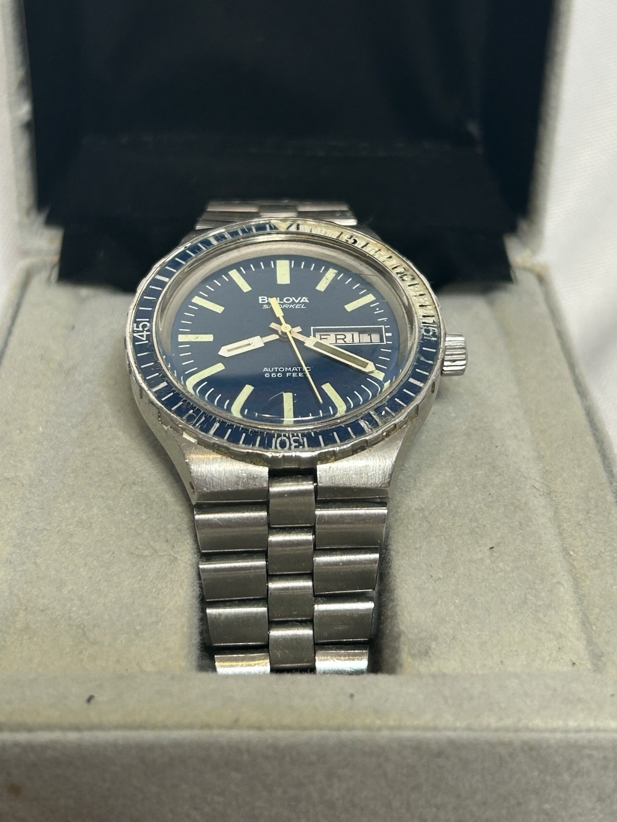 Bulova Oceanographer Blue Glow Automatic Snorkel 666 Feet Wrist Watch ...