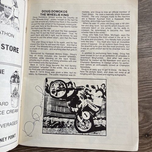 1980 NATIONAL MOTOCROSS PROGRAM BROOME TIOGA Doug Domokos Autograph ...