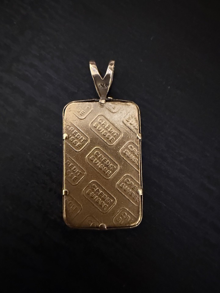 Credit Suisse 10g Fine 9999 Gold Bar 24K With Gold Bezel Pendant 11.15 ...