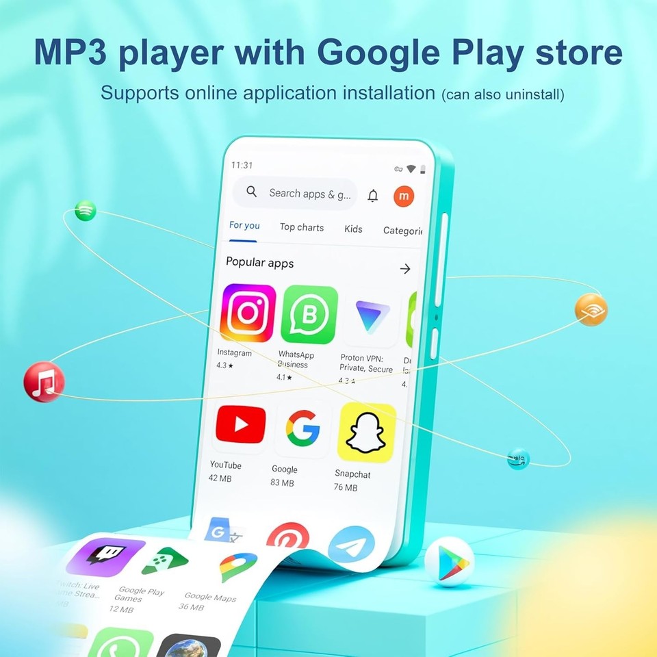 80GB MP3 Player with Bluetooth and WiFi Mp3 & Mp4 Music Player with ...