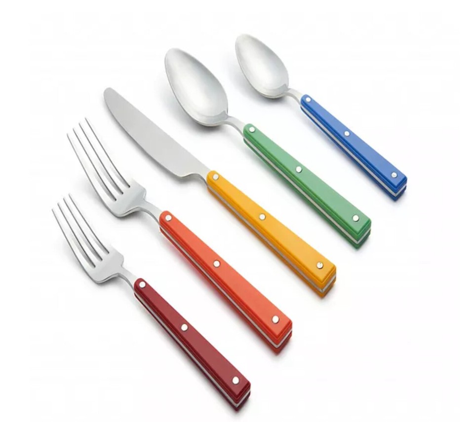 FIESTA Multicolor Rivet Handle Stainless Flatware 20 Piece Set RHUMBA ...