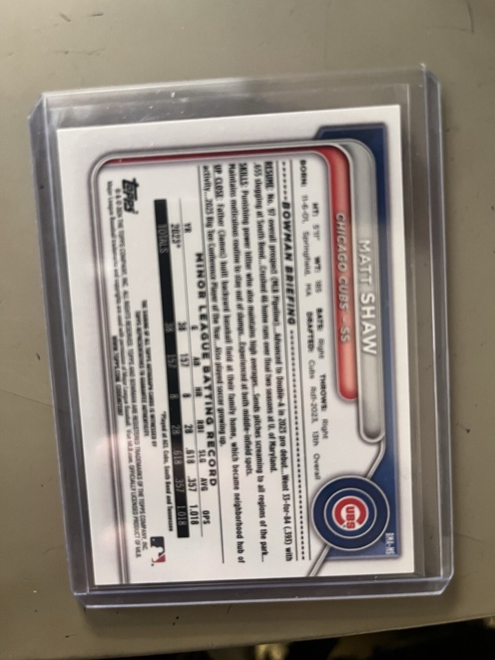 Matt Shaw - Topps 2024 Bowman Chrome AUTO 🔥 ORANGE REFRACTOR 11 /25 | eBay