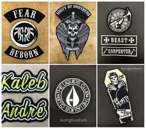 Custom Embroidered Top And Bottom Rocker Vest Biker MC Sew on Patch 12 ...