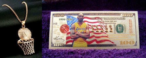 Kobe Bryant Gold Banknote Basketball Jewlery Necklace Pendant NBA ...