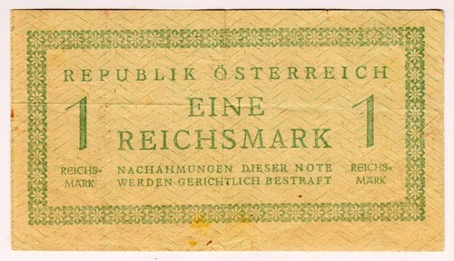 1945 Austria 1 Reichsmark Russian Occupation Paper Money Banknotes ...