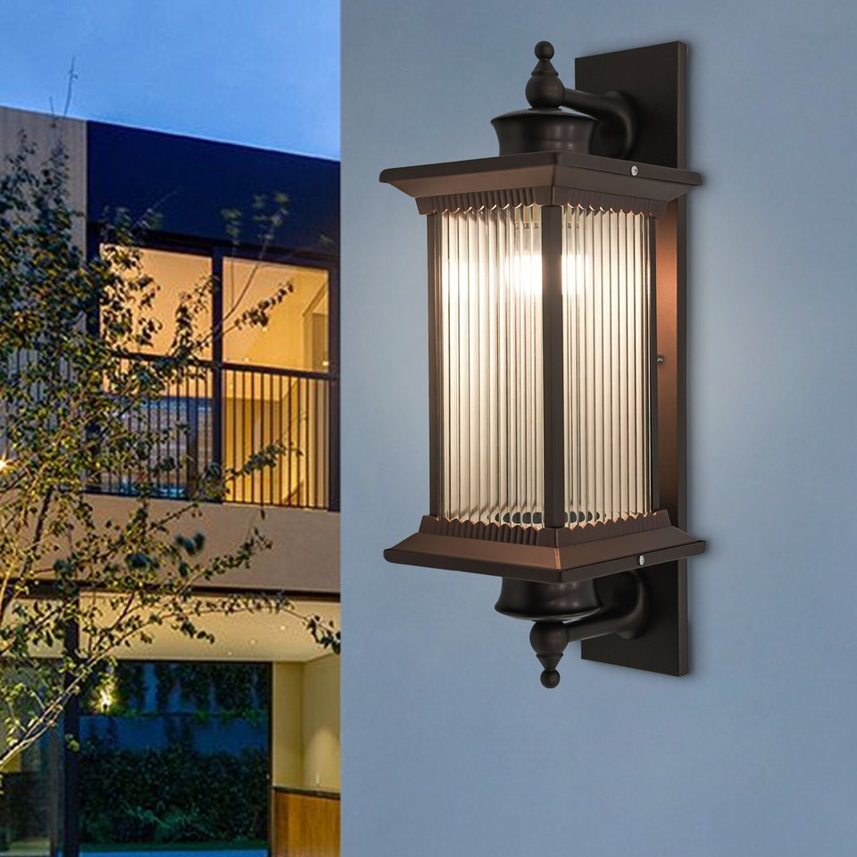 Traditional Vintage Retro Style Outdoor Wall Light Garden Glass Lantern ...