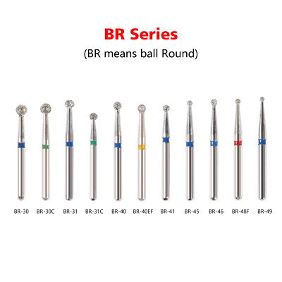 Diamond Burs for High Speed Handpiece Medium FG1.6mm BR ball Round BR ...