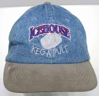 Vintage 90s Icehouse Keg-A-Pult Always Hits the Spot Denim Hat Beer ...