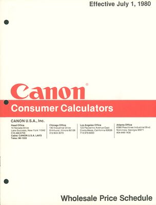 1980 Canon Consumer Calculators Full Line Original Dealer Brochure ...