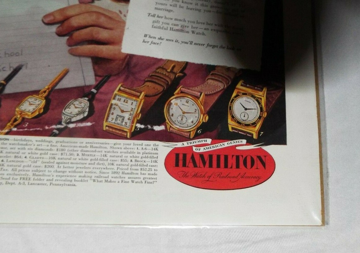 1930's HAMILTON WATCH ADVERTISEMENT SATURDAY EVENING POST READ!!! | eBay