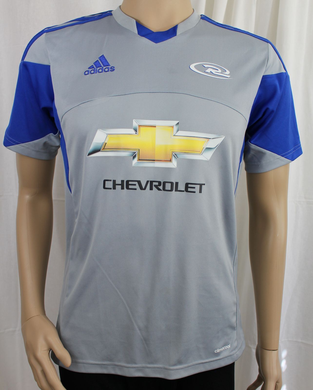 Adidas Chevrolet Climacool Gray and Blue Athletic Short Sleeve Shirt XL ...