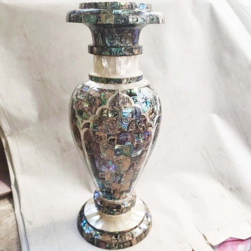 12" Marble Flower Vase Mop with Paua Shell Mosaic Inlay Stone home ...