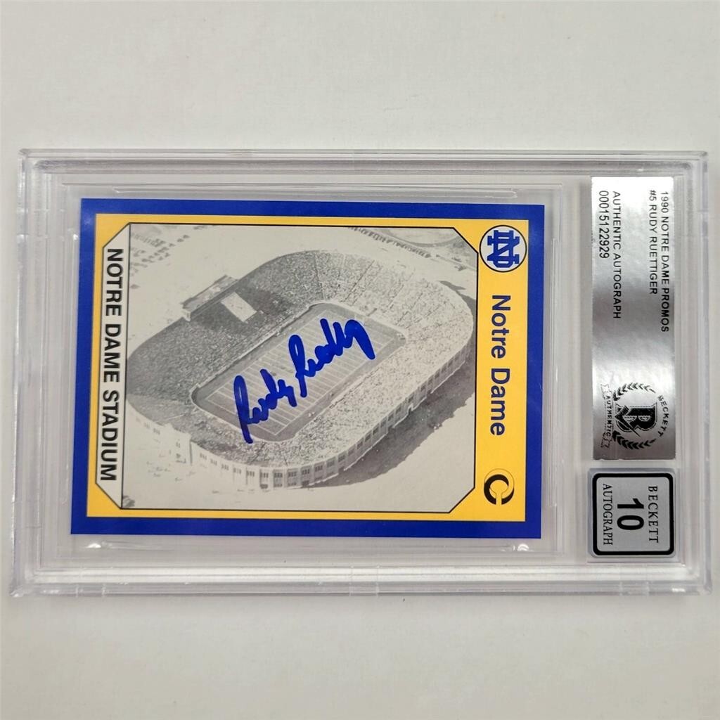 Rudy Ruettiger autograph signed 1990 Notre Dame Promo #5 card BGS BAS ...
