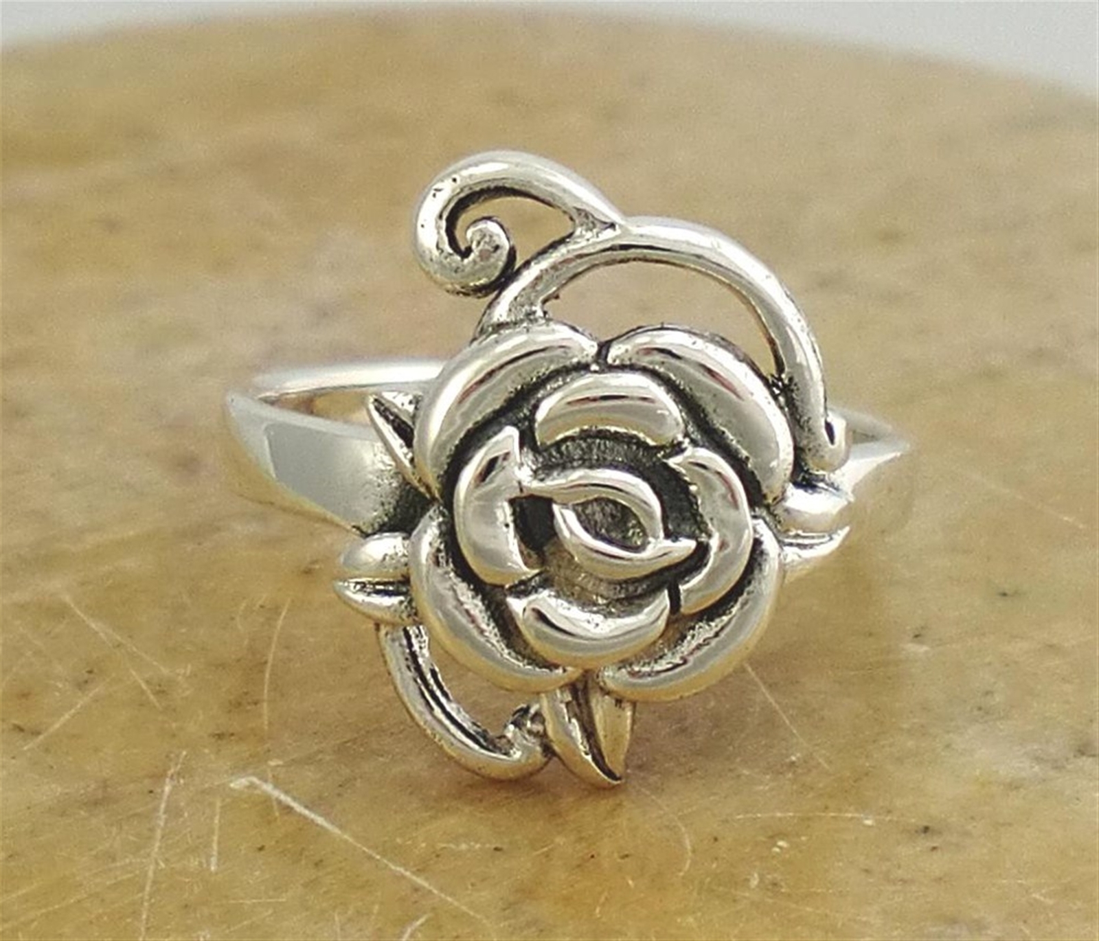 ELEGANT STERLING SILVER ROSE FLOWER RING size 8 style# r0120 | eBay