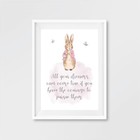 Pink Peter Rabbit Girls Nursery Wall Art Prints Childrens Bedroom ...