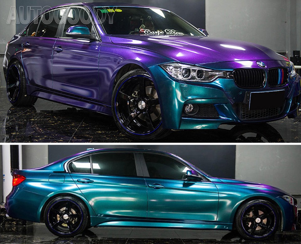 30ft x 5ft Gloss Metallic Chameleon Purple Teal Vinyl Film Wrap Air ...