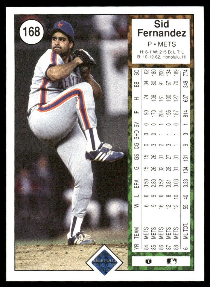 Sid Fernandez 1989 Upper Deck #168 New York Mets | eBay