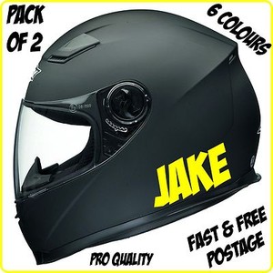 2 x PERSONALISED MOTORBIKE BIKE MOTORCYCLE CRASH HELMET VINYL NAME ...
