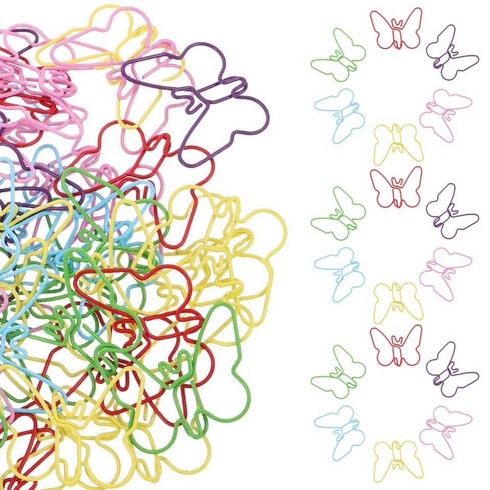60 PCS Creative Color Paperclip Butterfly-shaped Metal Bookmark Clips ...