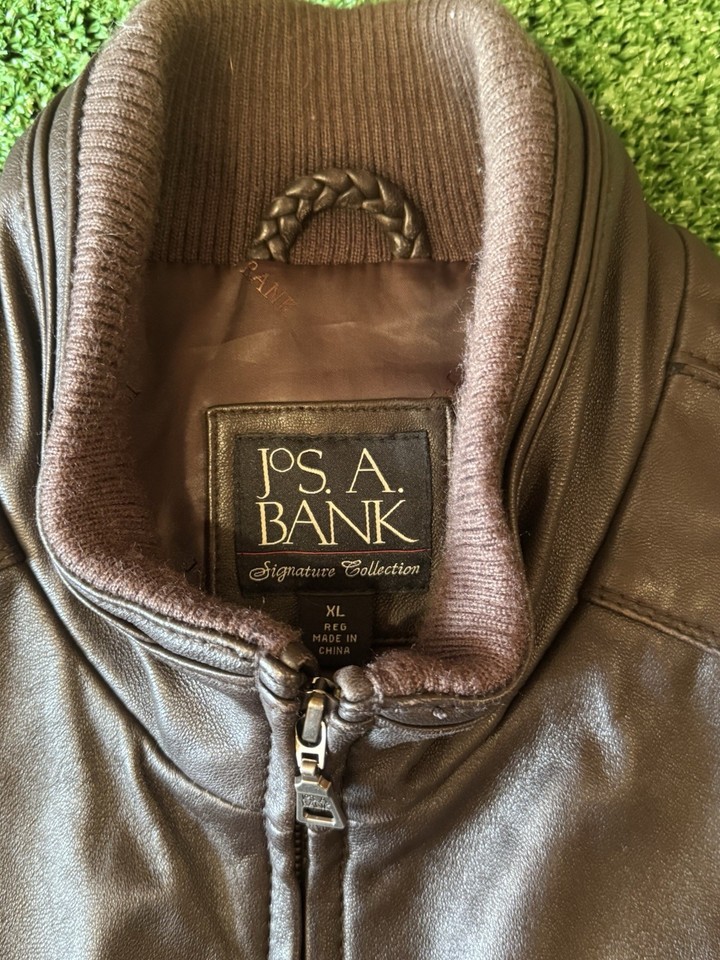 Jos A Bank Soft Brown Leather Jacket XL Signature Collection Pocket ...
