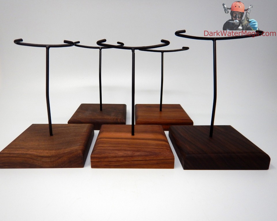 Megalodon Shark Tooth Display Stand XL - Black Walnut Wood Base - Metal ...