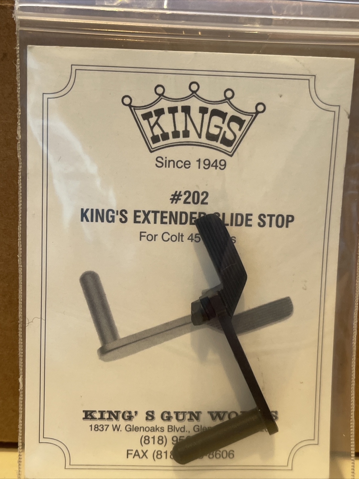 King's Gun Works 202 Extended Slide Stop - .45 Blue - NOS 1911 Colt | eBay