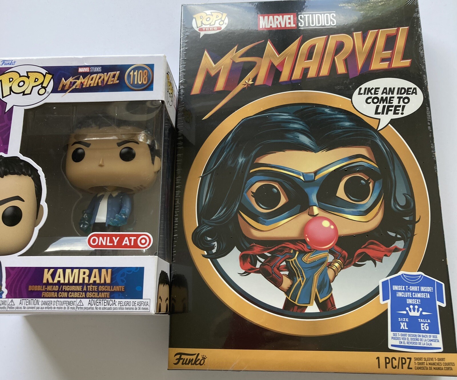 MS MARVEL FUNKO POP Tee XL & POP MS MARVEL KAMRAN both NIB 889698630924 ...