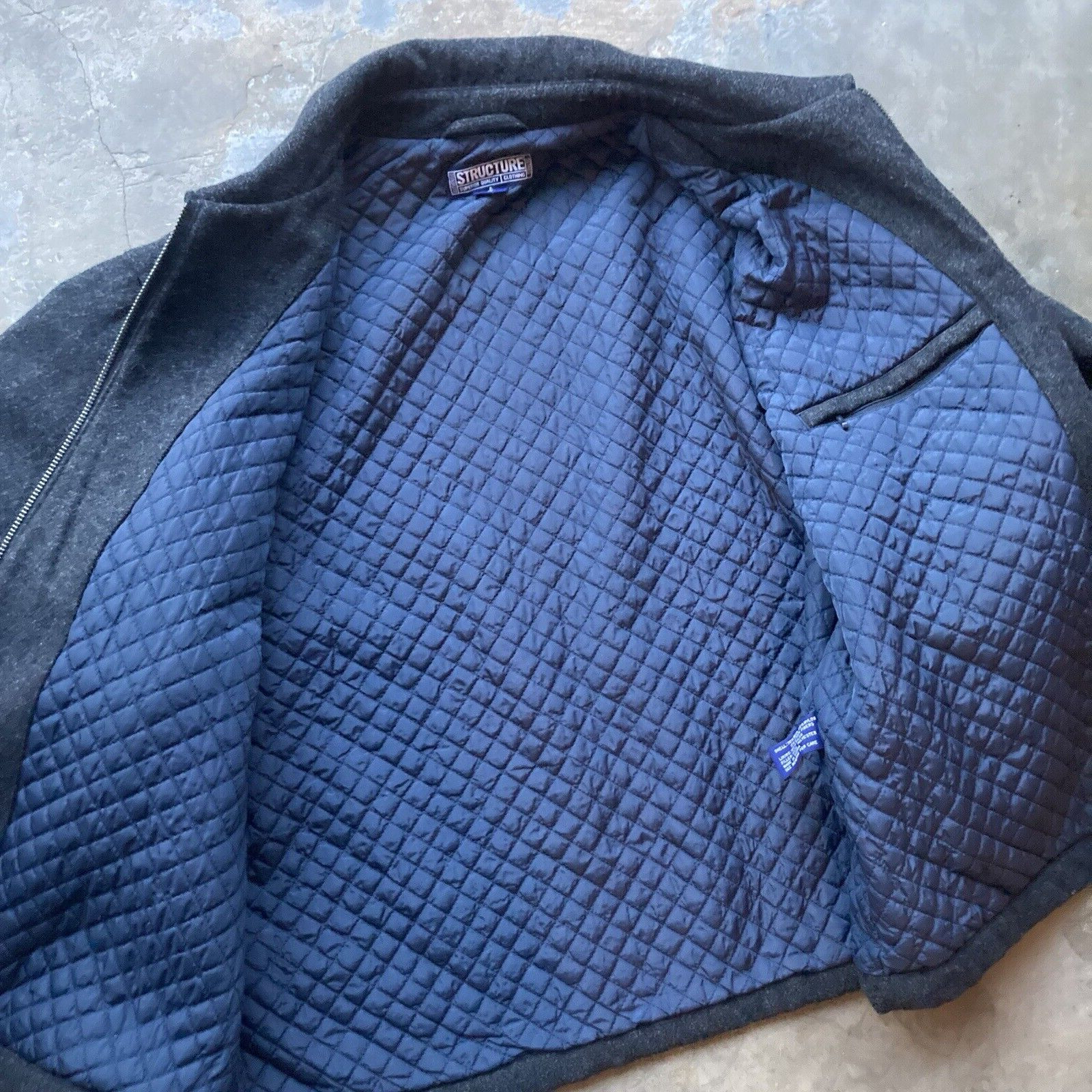 Vintage Structure Wool Blend Lined Work Jacket Size X… - Gem