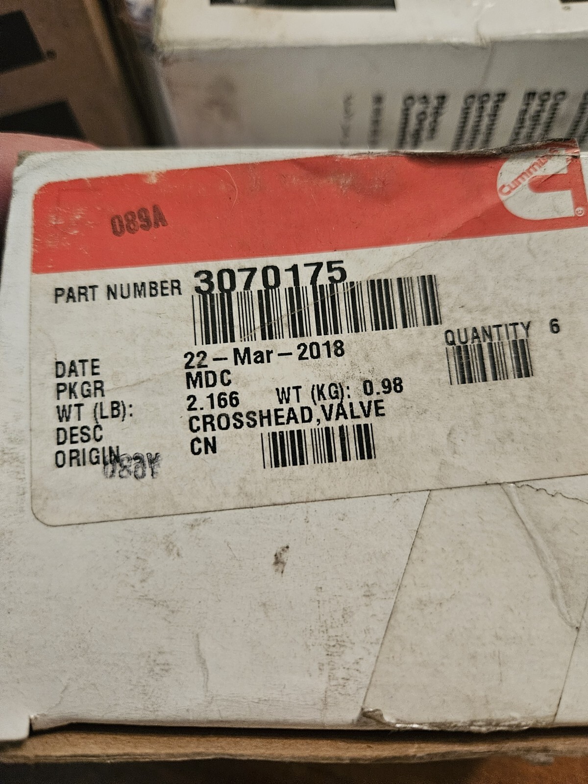LOT OF 6 New Oem Cummins 3070175 CROSSHEAD VALVE Quantity of 6 | eBay