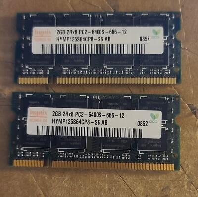 HYNIX 4GB 2Rx8 PC2-6400S-666-12 HYMP125S64CP8 Laptop RAM Kit 2 x 2GB | eBay