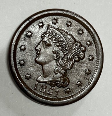 1851 Philadelphia Braided Hair Large Cent Extra Fine Condition | eBay
