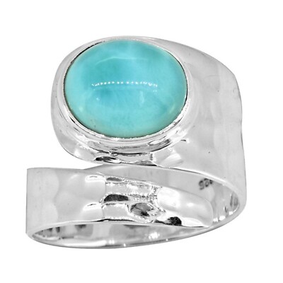 Adjustable Larimar Ring 925 Sterling Silver Designer Jewelry All Size MO** | eBay