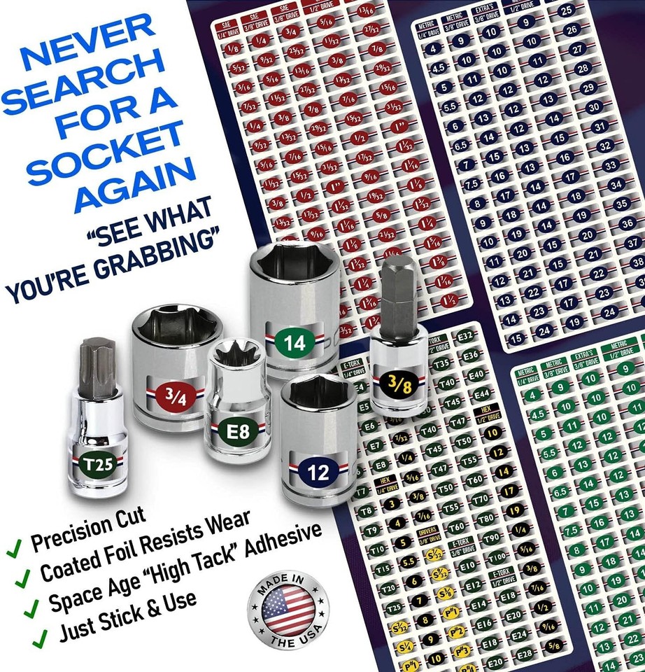 Ultimate Chrome Socket Label Set 357 Chrome Foil Socket Labels. Heavy ...
