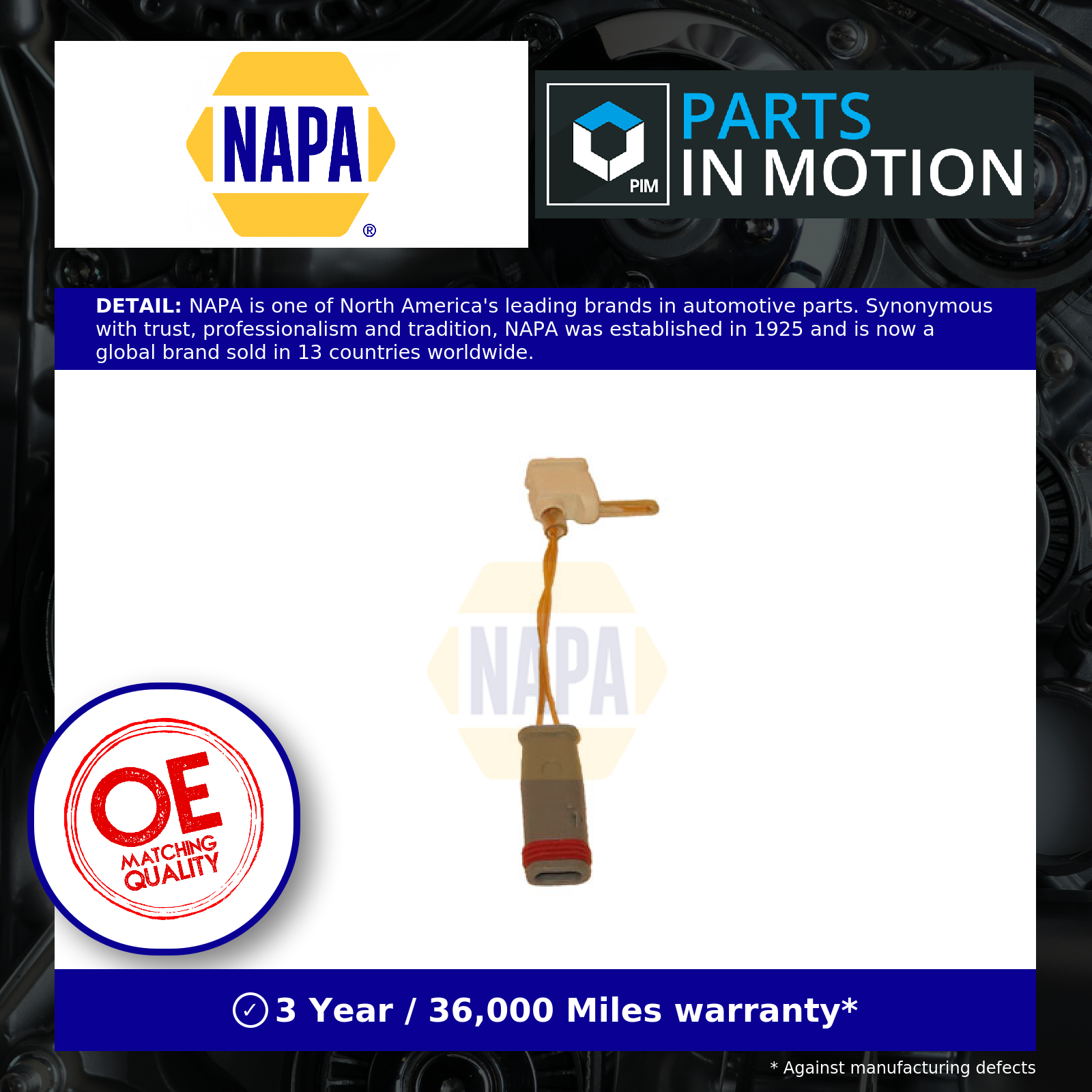 Brake Pad Wear Indicator Sensor NWL5180 NAPA Warning Contact Wire ...