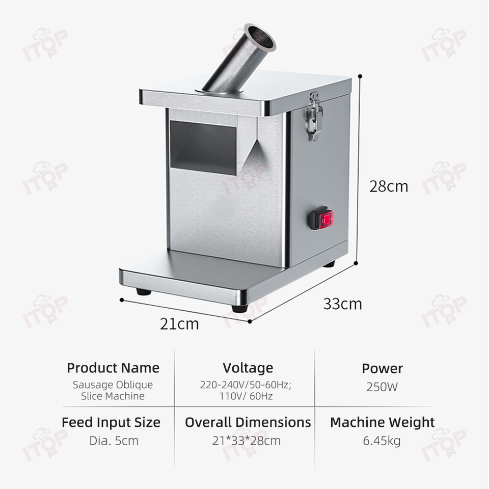 Sausage Slicer Electric Salami Cutter Oblique Slice Machine 250W ...