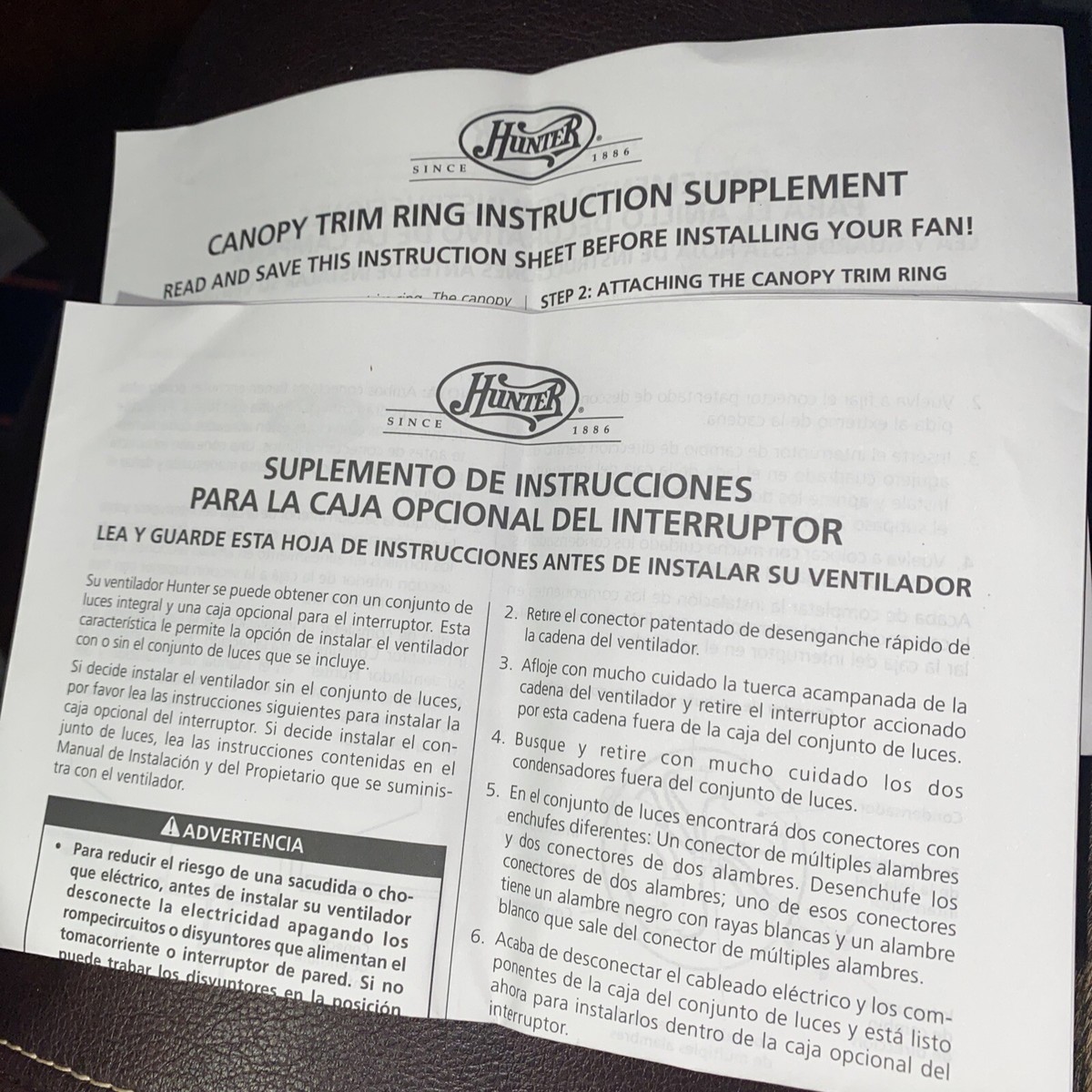 Hunter Ceiling Fan Instructions Manual | Shelly Lighting