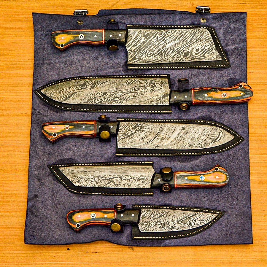 Professional Handmade_5 x Kitchen Chef Knife Set Damascus knives in ...