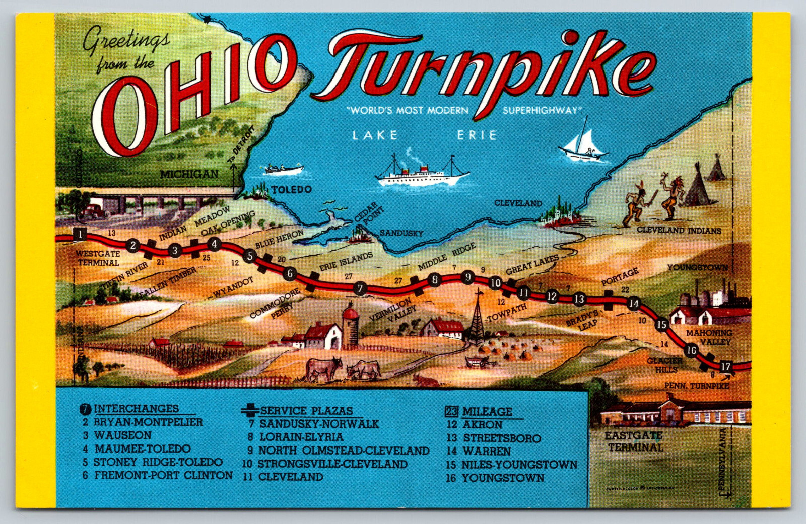 Postcard Greetings From Ohio Turnpike Map Card, Ohio F15 | eBay