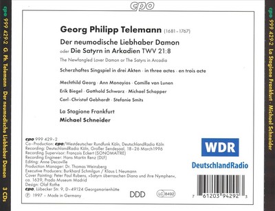 MICHAEL SCHNEIDER / LA STAGIONE GEORG PHILIPP TELEMANN: DAMON NEW CD ...