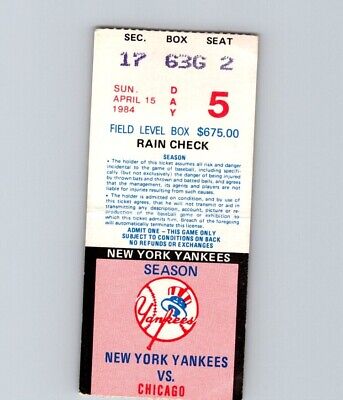 Stan Javier MLB Debut Yankees White Sox Ticket Stub Righetti Win #34 4 ...