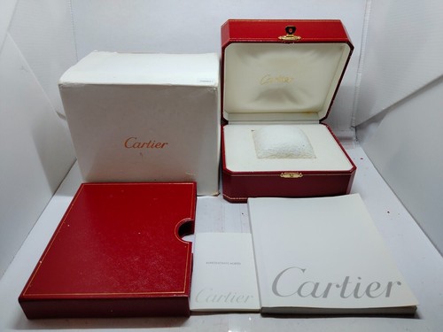 VINTAGE ORIGINE CARTIER boîte à montre coffret bois cuir livret rouge ...