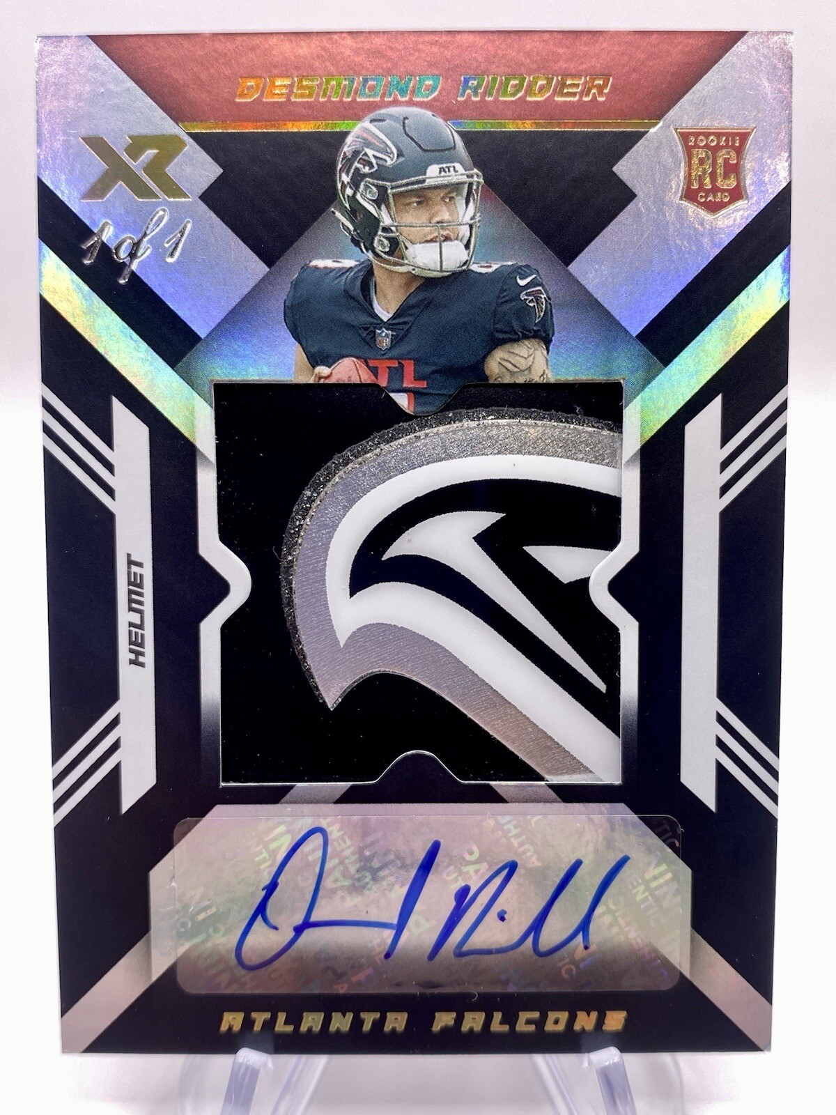 2022 Panini XR Desmond Ridder 1/1 Rookie Swatch Helmet Logo Auto One of ...