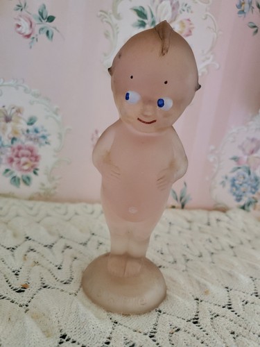 Vintage 1981 Pink Frosted Glass Kewpie Doll 6" Figurine | eBay