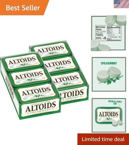 Curiously Strong Spearmint Mints - 1.76 Ounce Tins, 12 Pack for Daily ...
