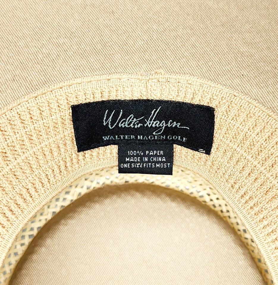 Classic Walter Hagen Straw Golf Hat Flat Brim Gambler Fedora Beige ...
